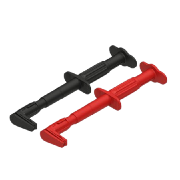 Set 2 rail clip connectors, 4mm, red/black | PMK America Corporation